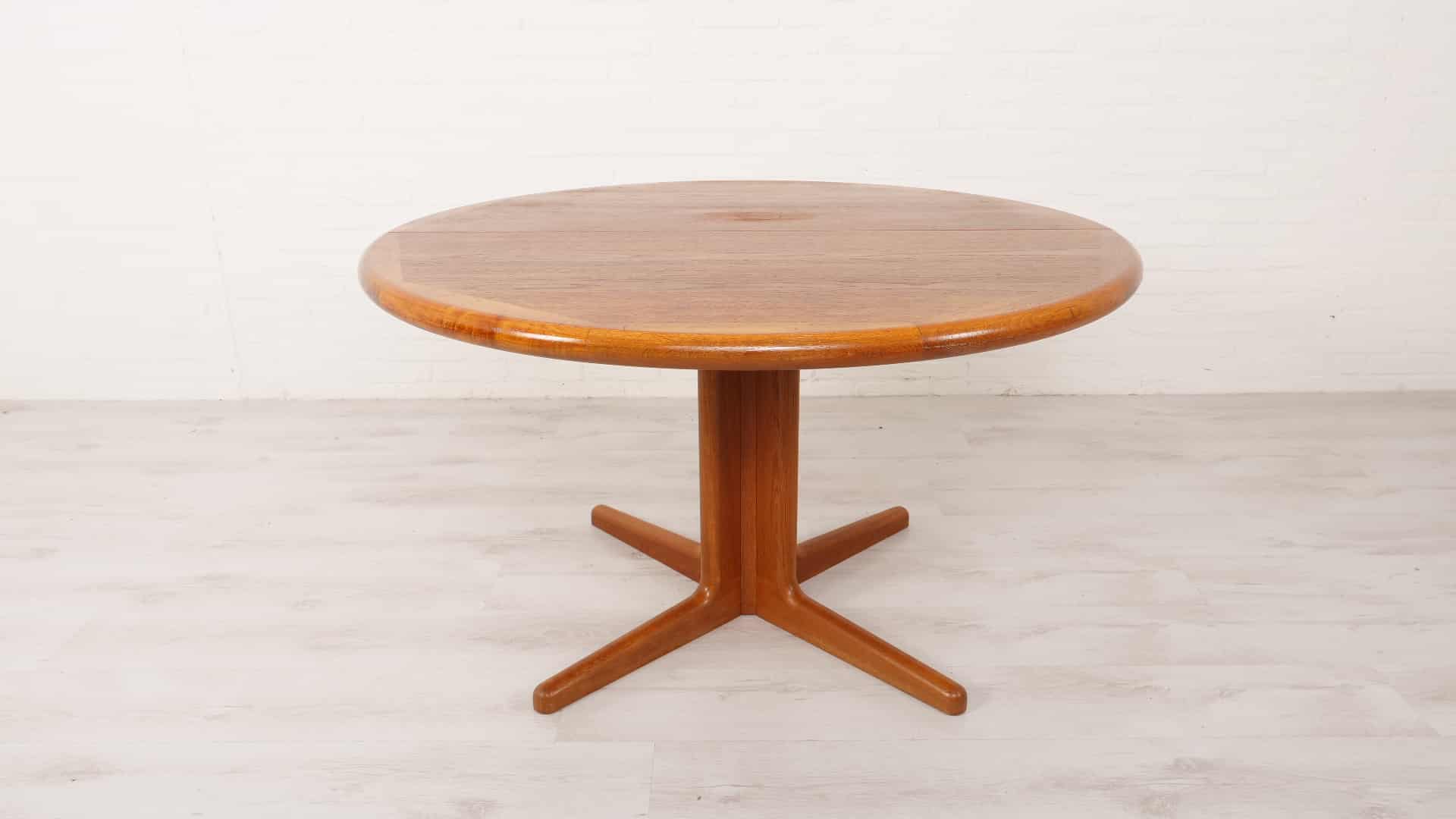 Vintage ronde eettafel | massief teakhout | uitschuifbaar | Deens ...