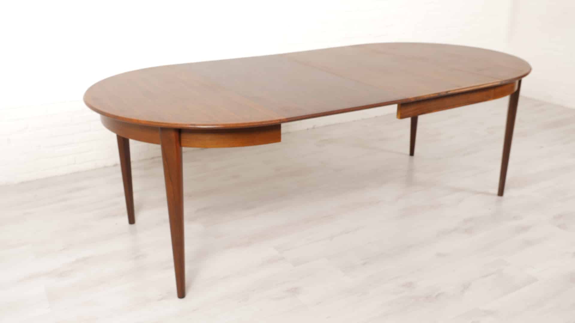 Vintage ronde uitschuifbare eettafel | Palissander | 110 tot 220 cm ...