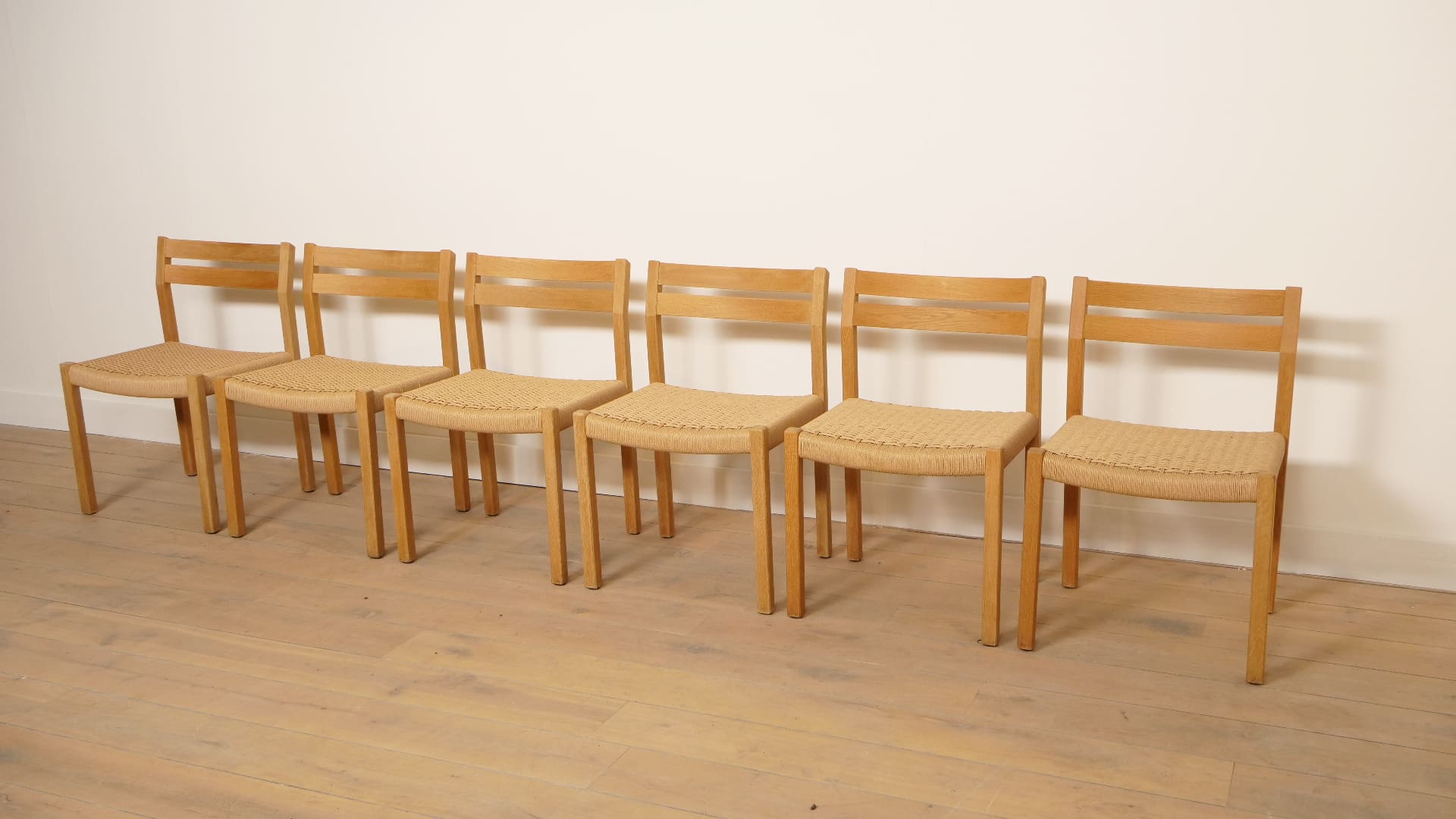 6 x dining chair Jorgen Henrik Møller | Model 401 | Papercord | Oak ...