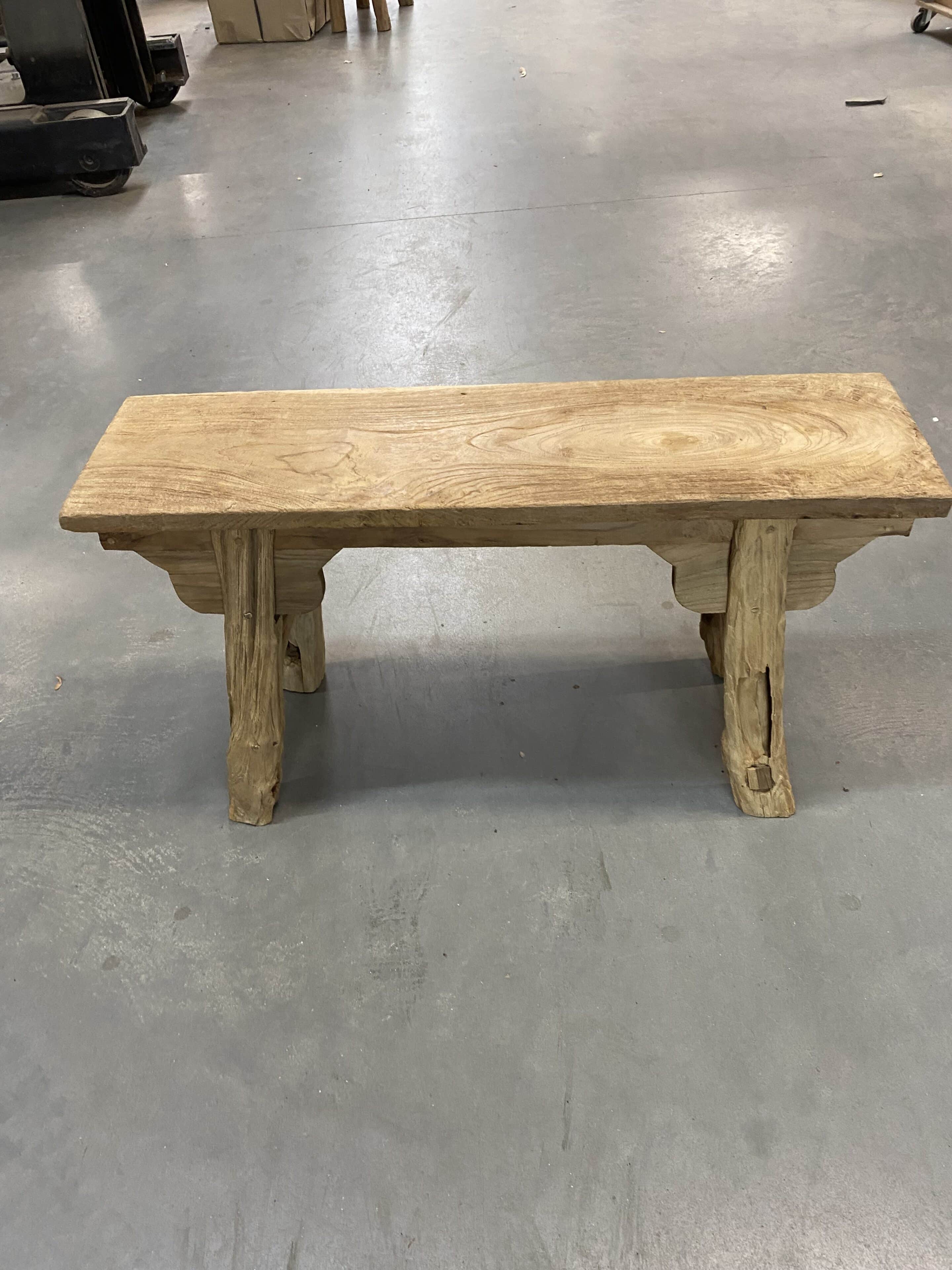 Oud teak houten bankje 90 cm | de Loods Meubelen