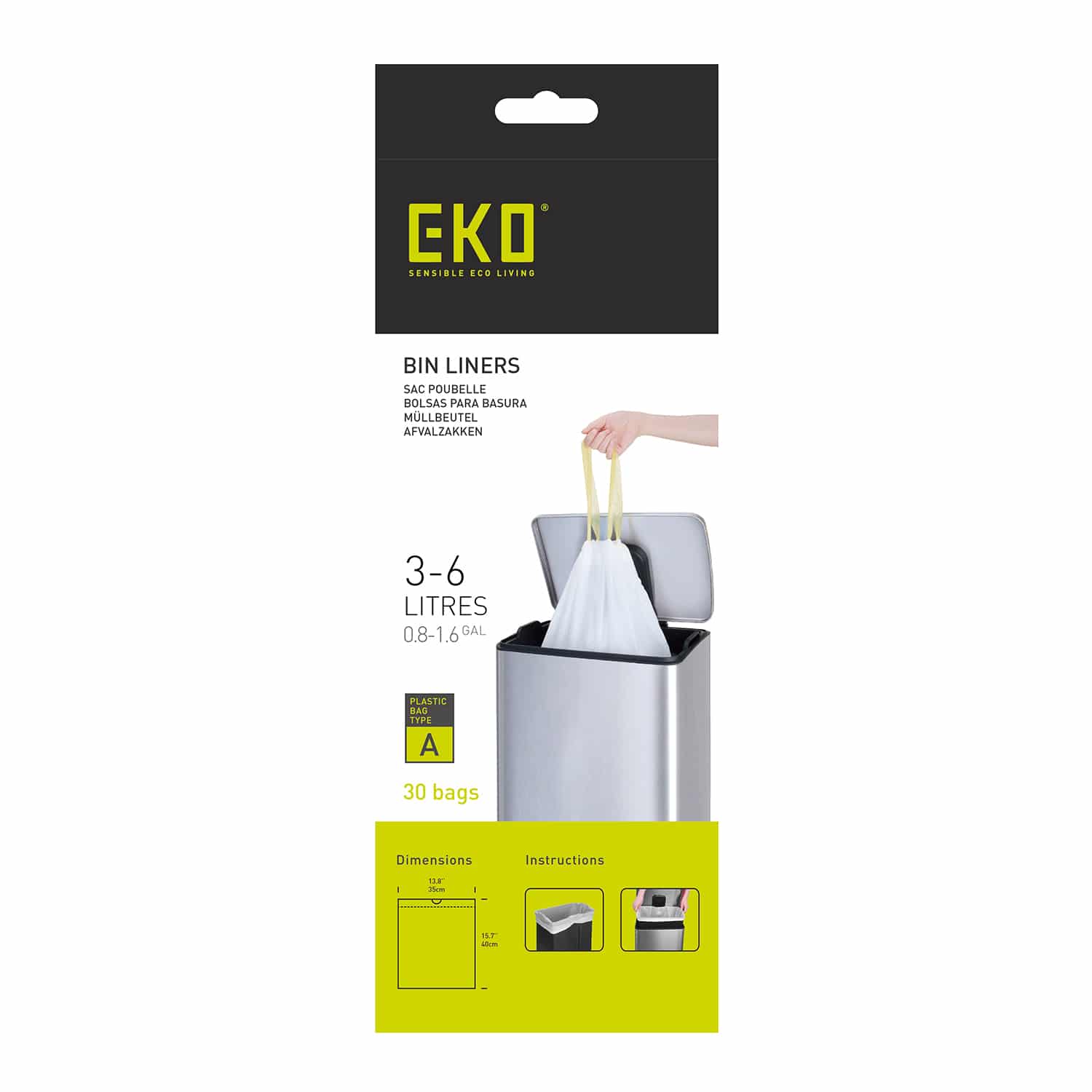 Order Drawstring Trash Bags type A 3-6L White online at EKO Europe