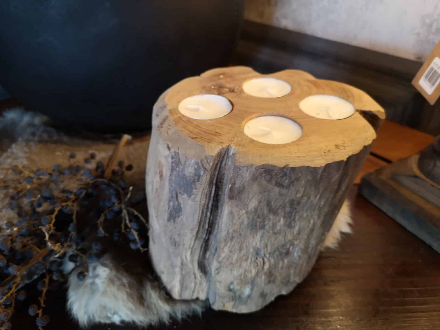 Bestel Teak waxine houder 14 x Ø 17 / 4-gaats online bij Master Home Decorations