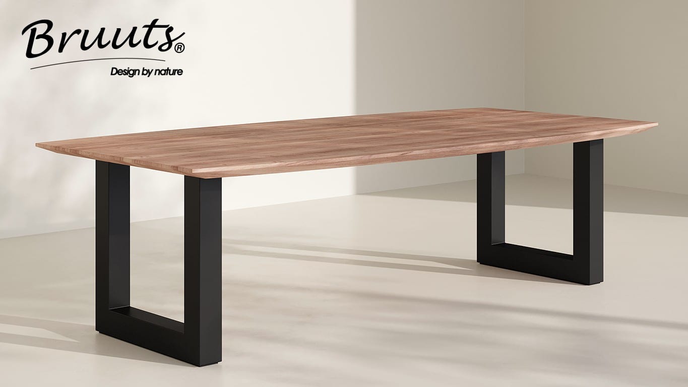 UrbanSofa Bruuts eettafel Deens ovaal verjongde rand U onderstel metaal ...